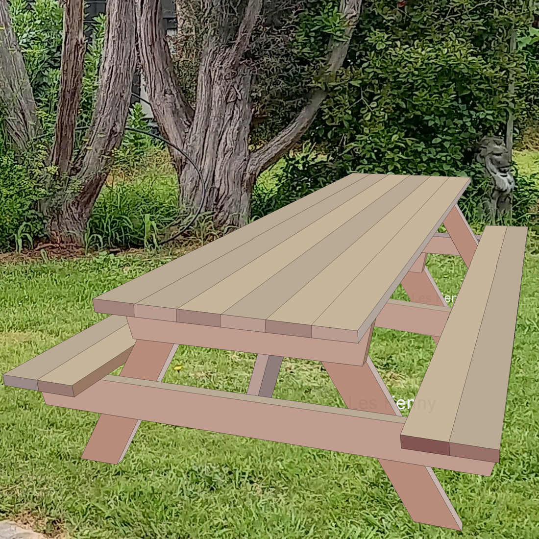 DIY plans to build an 8ft (2400mm) long traditional picnic table ...