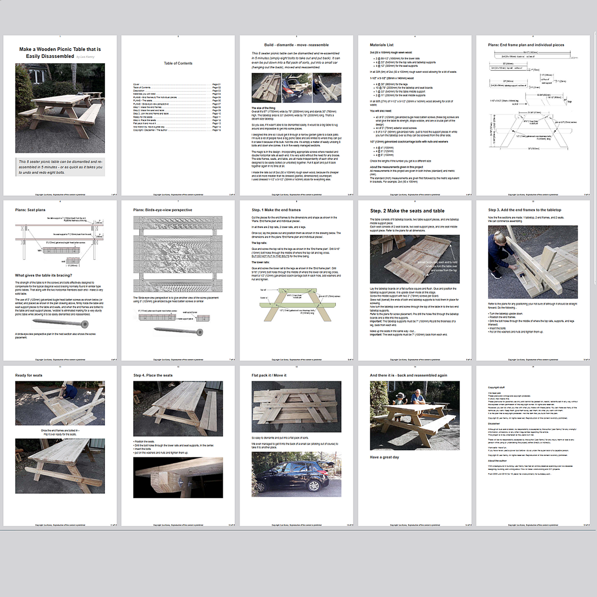 DIY plans for an 8 seater picnic table that can be easily dismantled ...